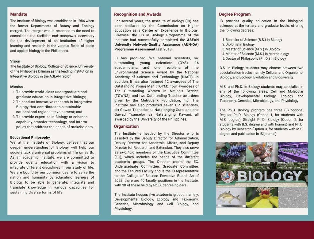 Brochures – Institute of Biology
